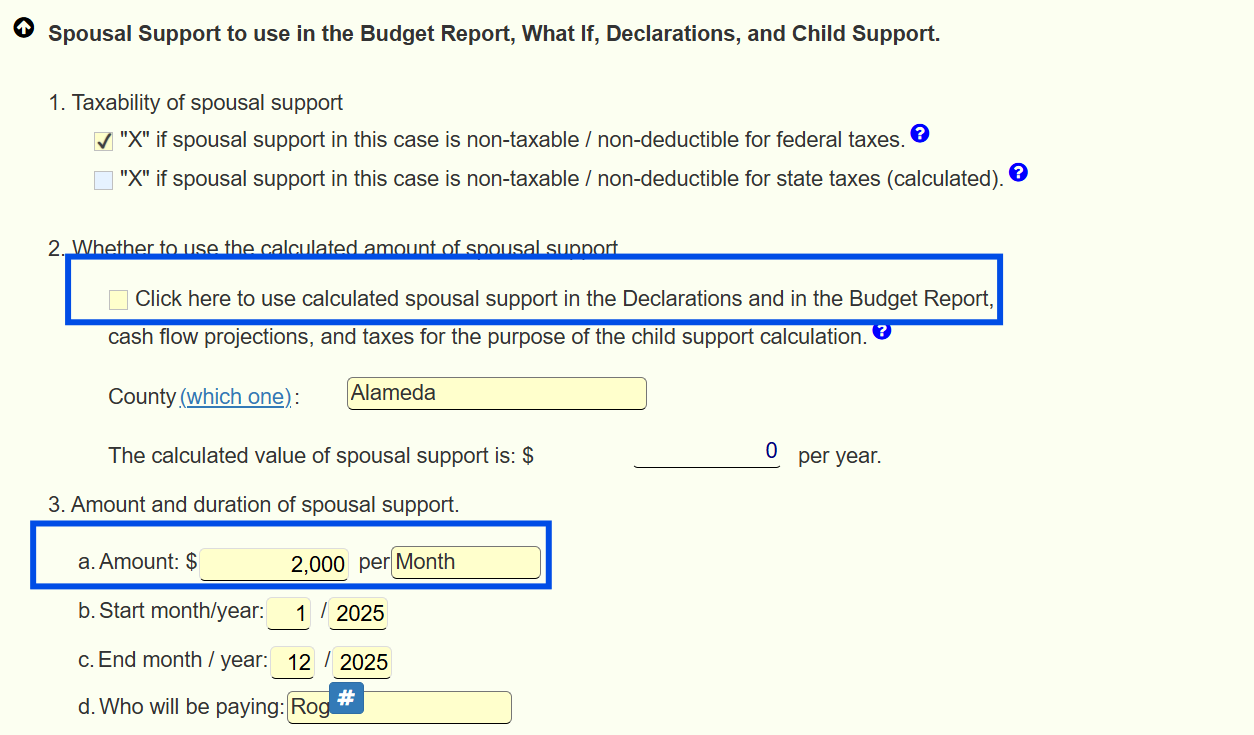 How do I enter spousal support (alimony, spousal maintenance) of the ...