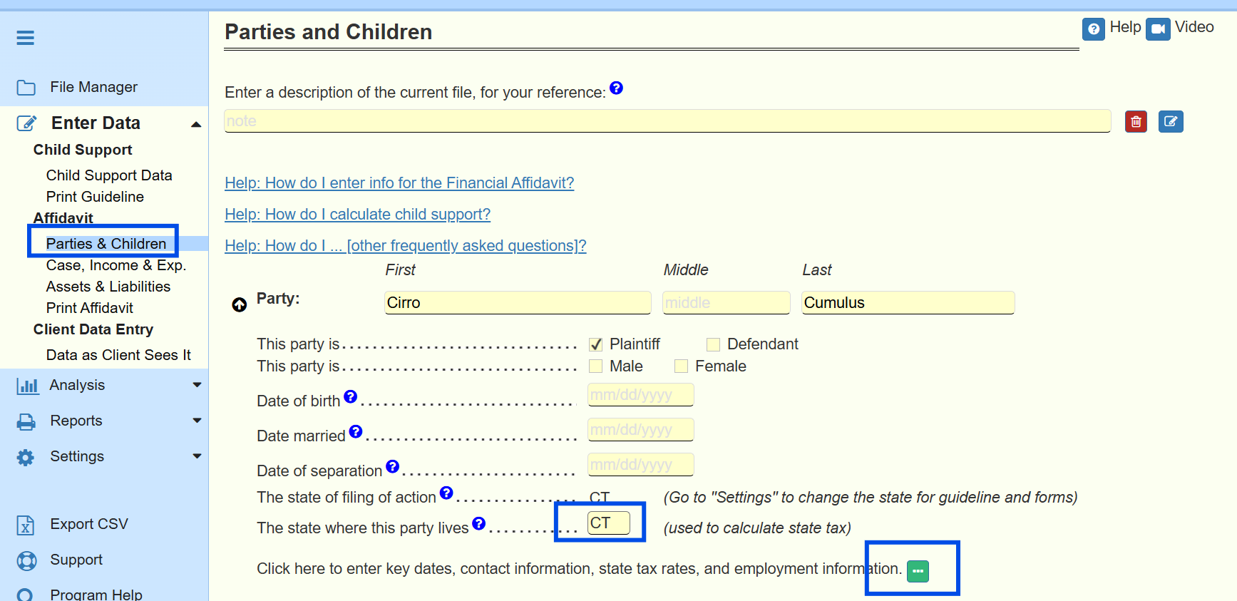 Client lives in Connecticut and works in New York - Family Law Software