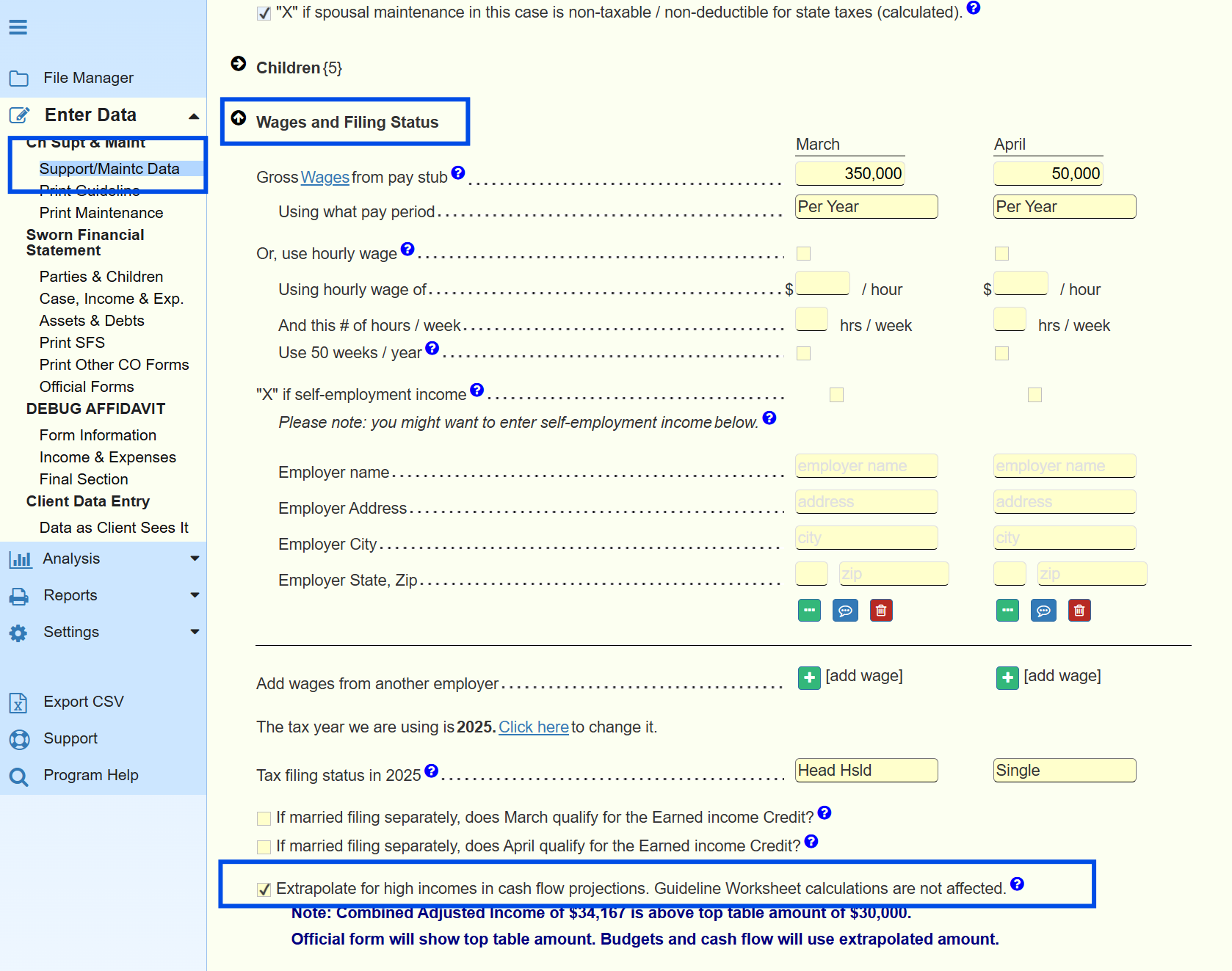 Extrapolating Child Support in Colorado - Family Law Software